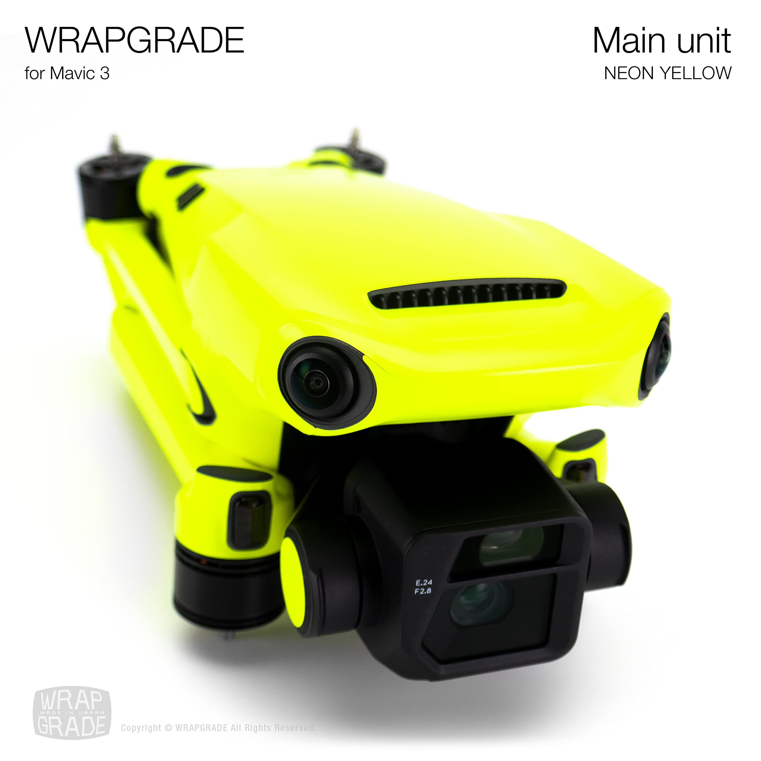 WRAPGRADE Full Skin Stickers for DJI Mavic 3 / Mavic 3 Classic (NEON YELLOW)