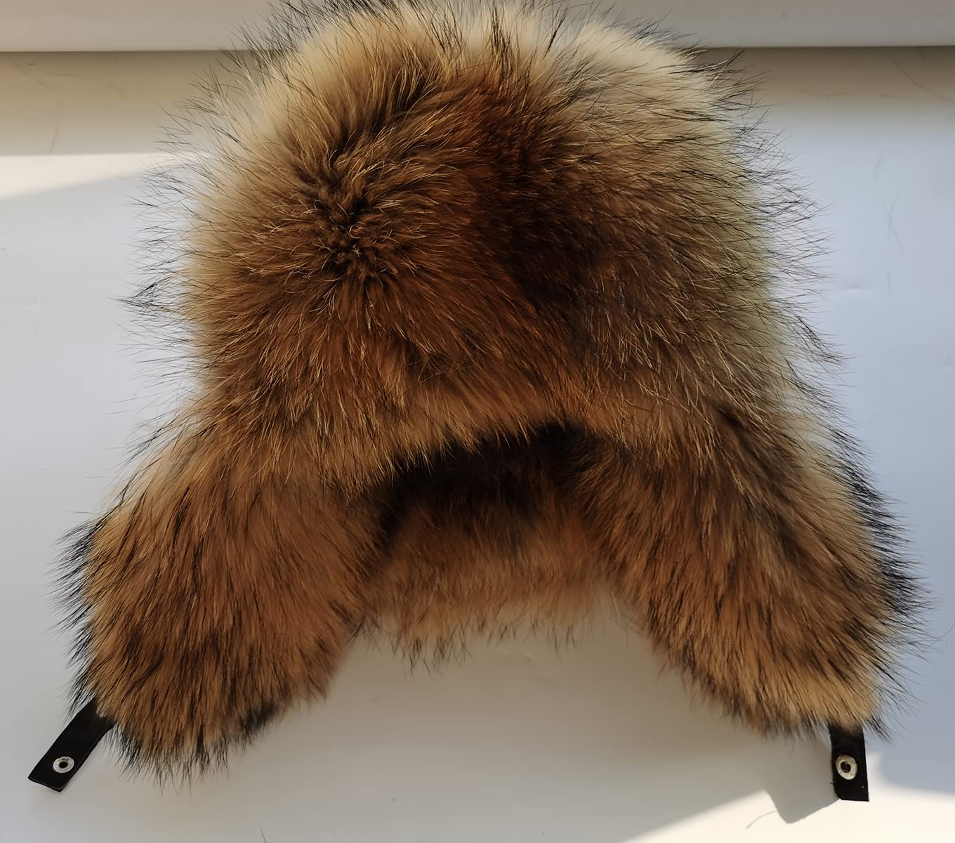XUYUZUAU Mens Fox Hair Hat Winter Genuine Sheepskin Russian Ushanka Hats Natural Brown