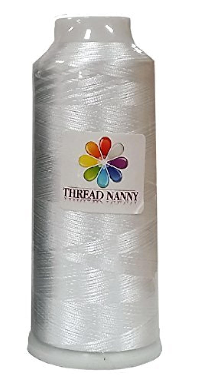 White Embroidery Machine Bobbin Thread - Huge 5500yards Cone Spool - 60 WT Polyester for Brother Janome Singer Embroidery Machines