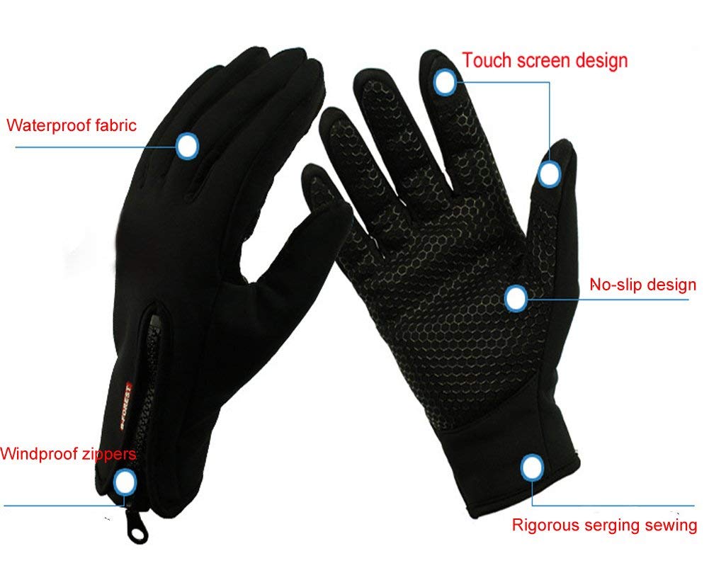 YYGIFT Touch Screen Gloves Outdoor Sports Winter Gloves Wind-Stopper for Men Women (Updated Version-Black, M)