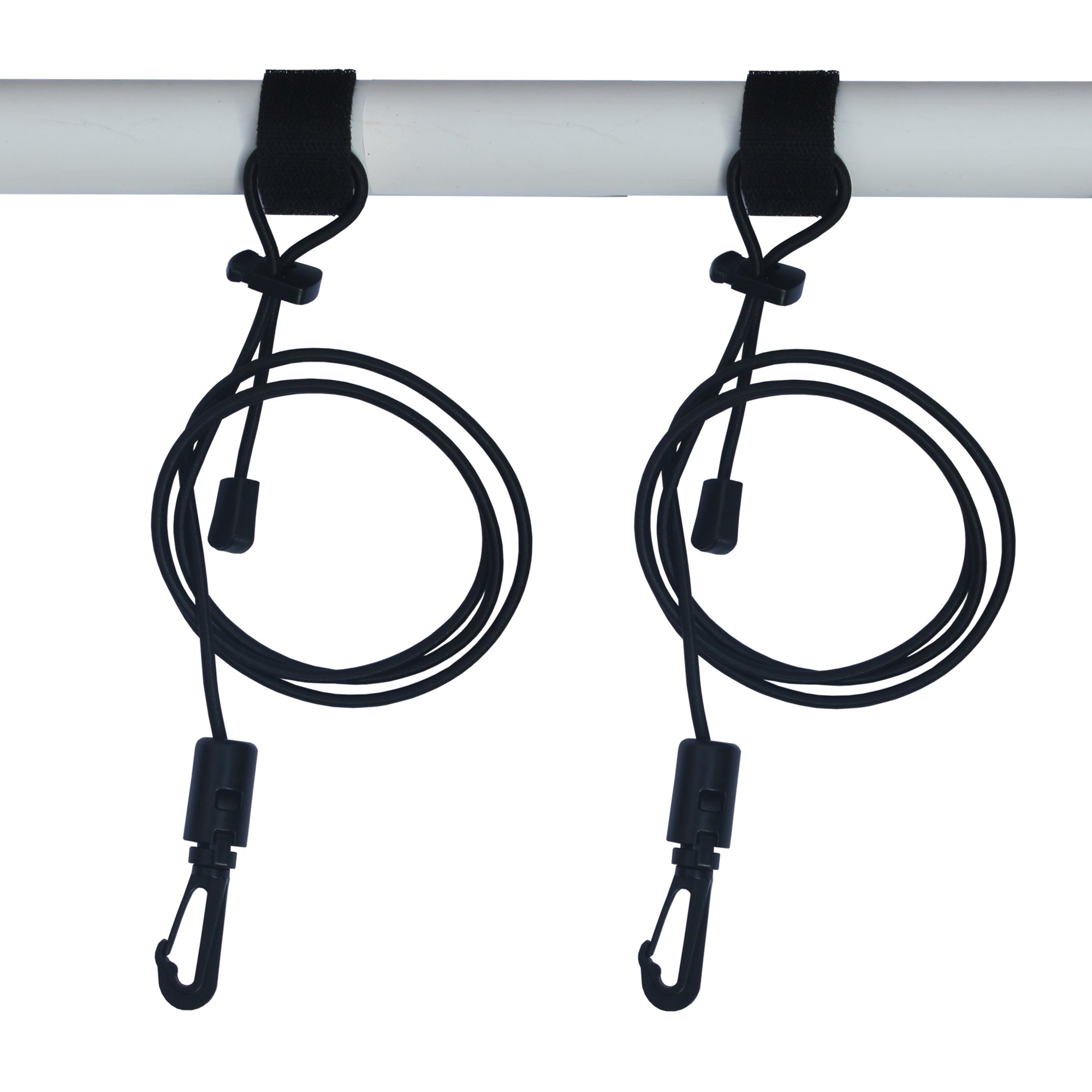 YYST 2 X Adjustable Kayak Black Rod Leash Fishing Rod Paddle Leash - Black