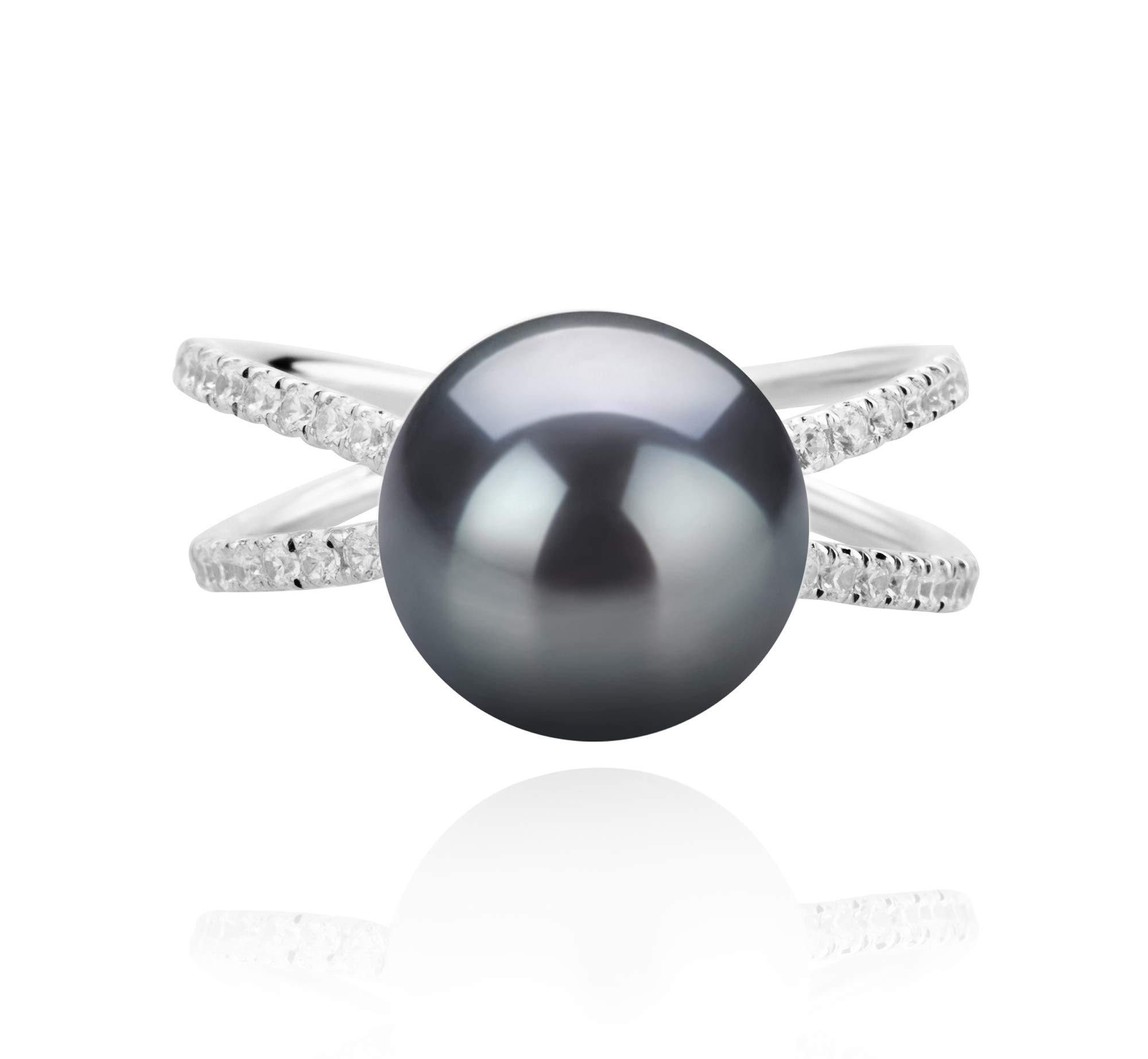 Zana Black 9-10mm AAA Quality Tahitian 925 Sterling Silver Cultured Pearl Ring For Women - Size-7