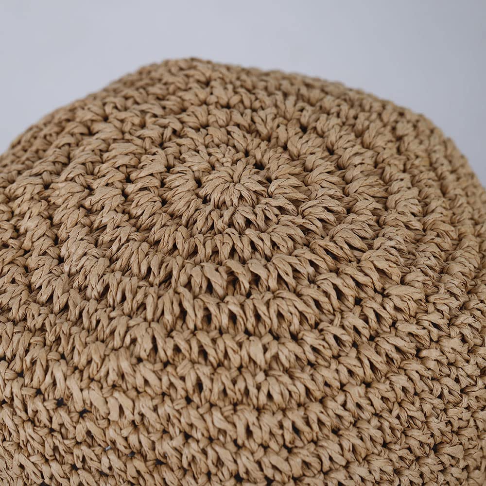 Womens Straw Sun Hat Woven Bucket Hat Fishing Hat Beach Hat Foldable Cap Solid Color Straw Beach Hat Summer