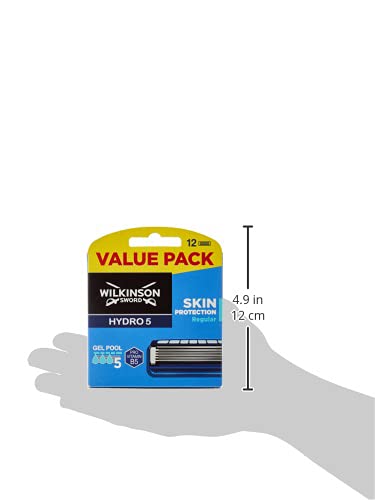 WILKINSON SWORD - Hydro 5 Skin Protection For Men | Hydrating Gel and Precision Trimmer | Pack of 12 Razor Blade Refills