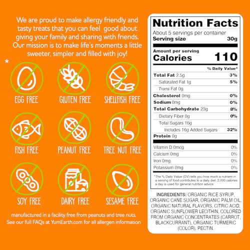YumEarth Organic Fruit Chews - Fruit Flavored Candy Chews, No Dye, Allergy Friendly, Gluten Free, Non-GMO, Vegan Candy with No Artificial Flavors, 5 ounce (Pack of 6)