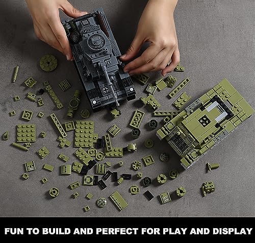 WW2 Army Tanks Toy Building Kit, Create a Soviet T-34 Tank & a German Panzer 38(t) Tank, Great Military Model Toys Gift for Boys, Kids, and Teens Age 8+ (1008 Pieces)