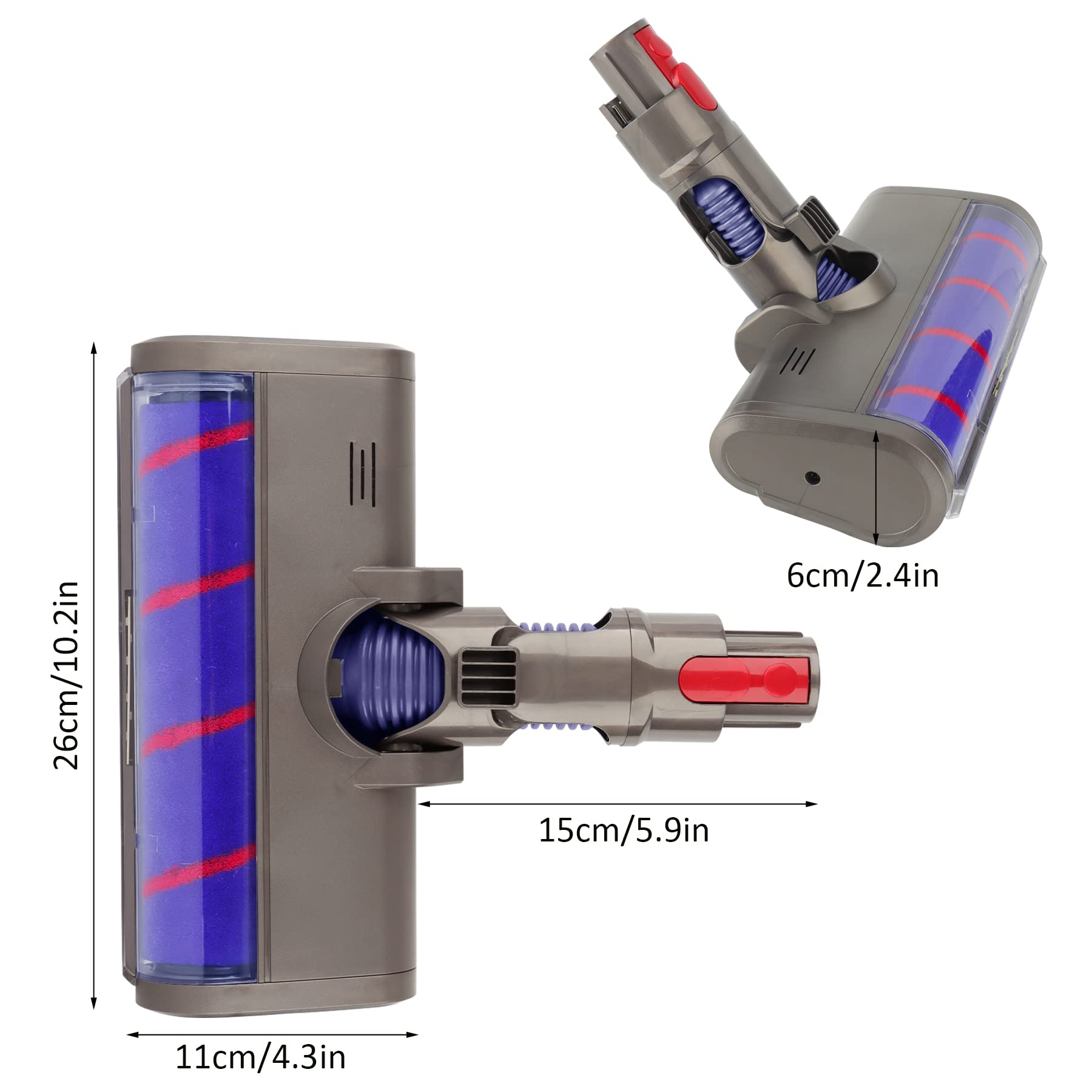 WEILE Quick-Release Soft Roller Cleaner Head Accessory Replacement with LED Indicator for Dyson V7 V8 V10 V11 V15 SV10 SV11 Cordless Vacuum Cleaner