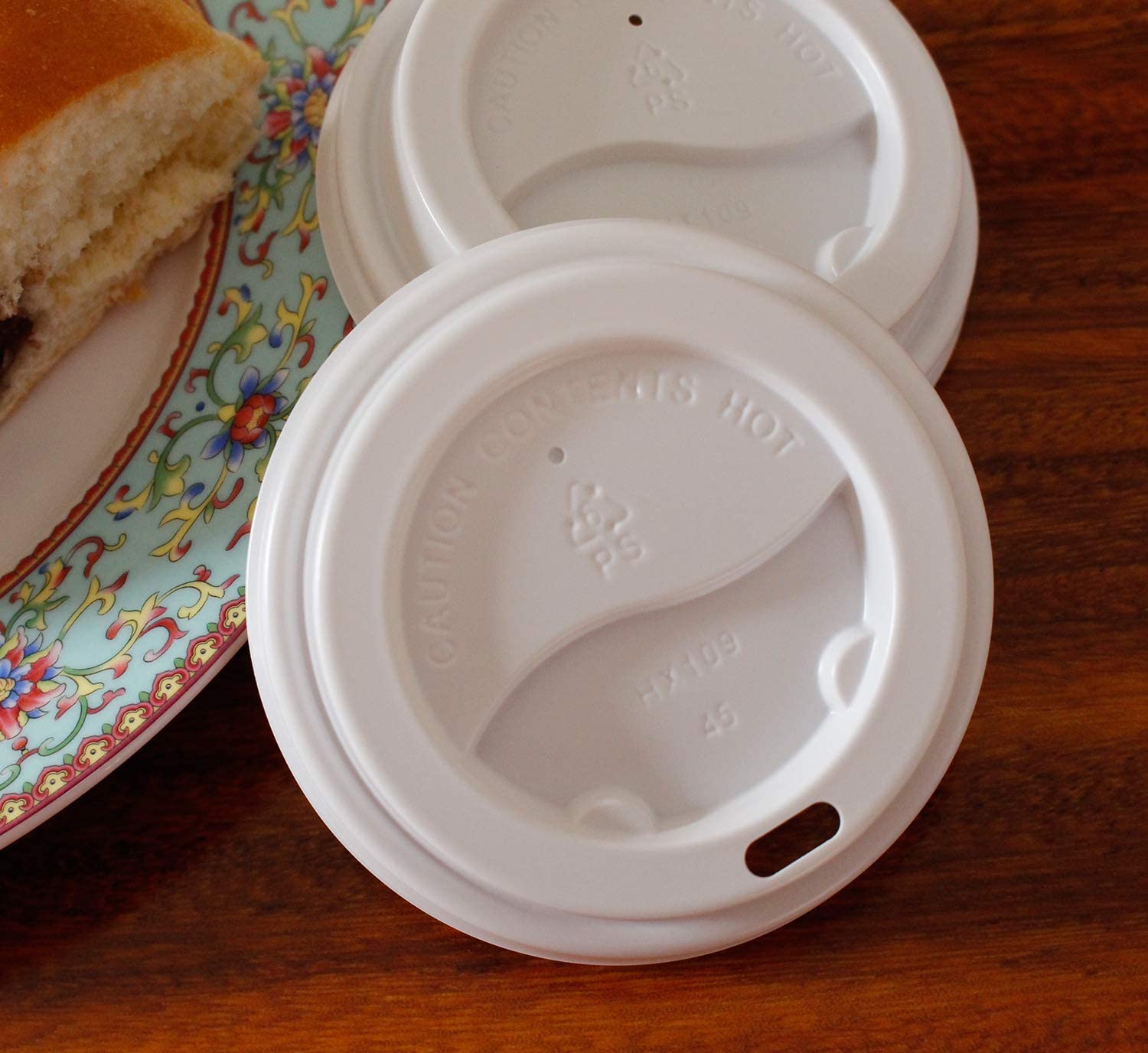 Yes!Fresh PS Polystyrene Flat Lid for 8 oz Paper Hot Cup, Diameter 80mm. (100 Count,White Lid)