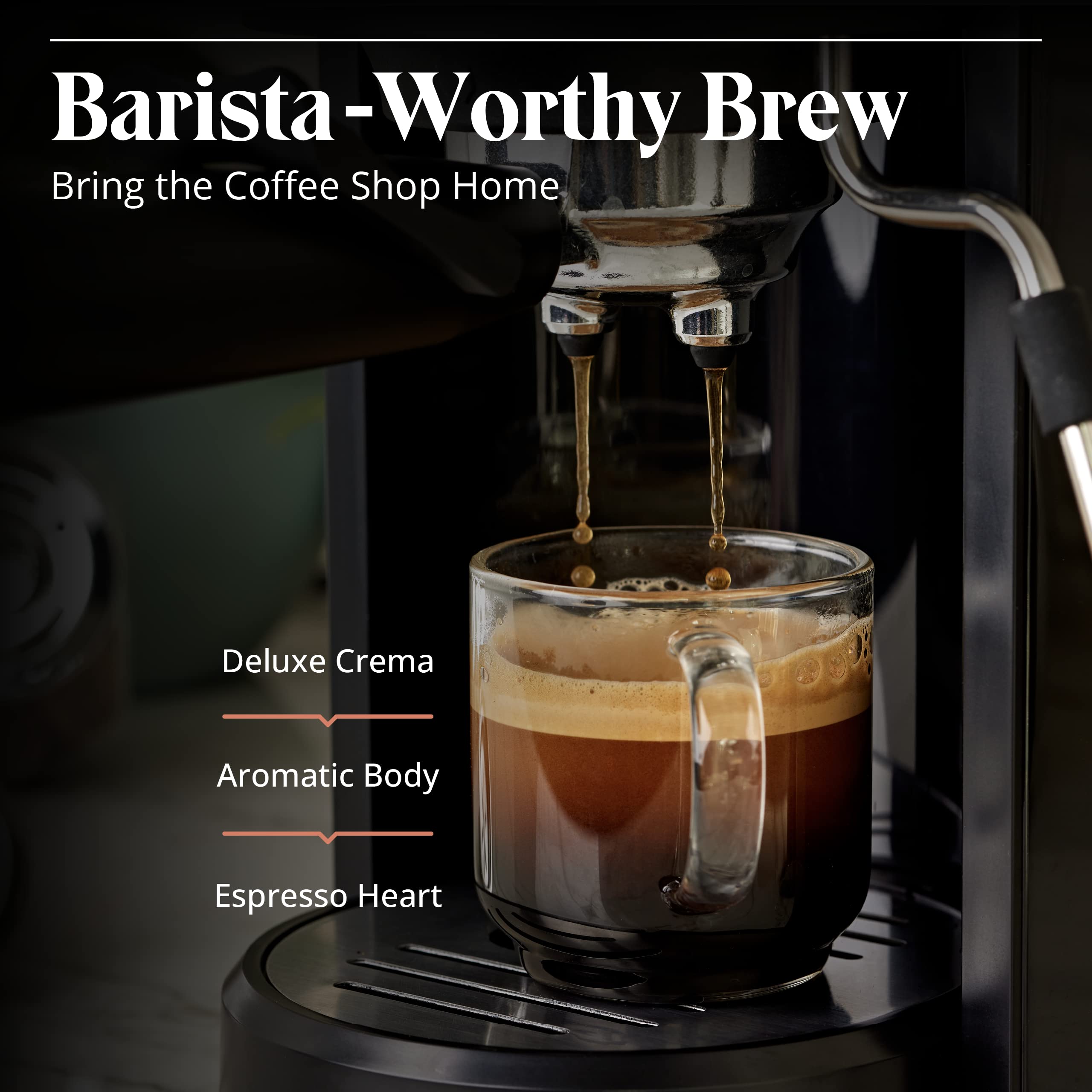 Willow & Everett Coffee Espresso Machine, Compact Espresso Machine for Coffee Grinds and Espresso Pods with Milk Frother and Steam Wand, Includes 5oz Frothing Pitcher