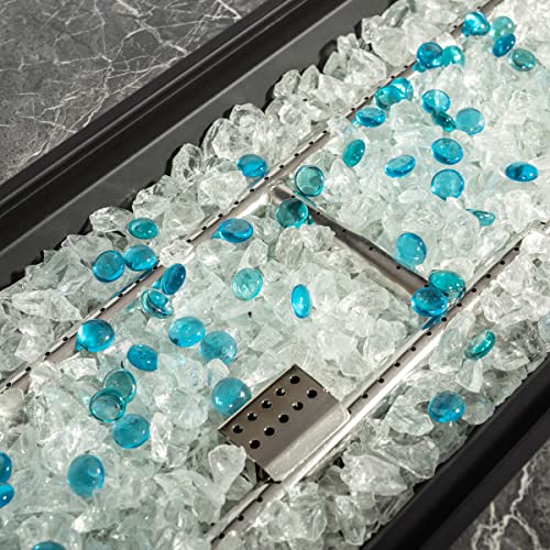 WOXYX 44inch Outdoor Fire Pit Table,50000BTU Gas Firepit Tables with Glass Rocks and Ceramic Tabletop