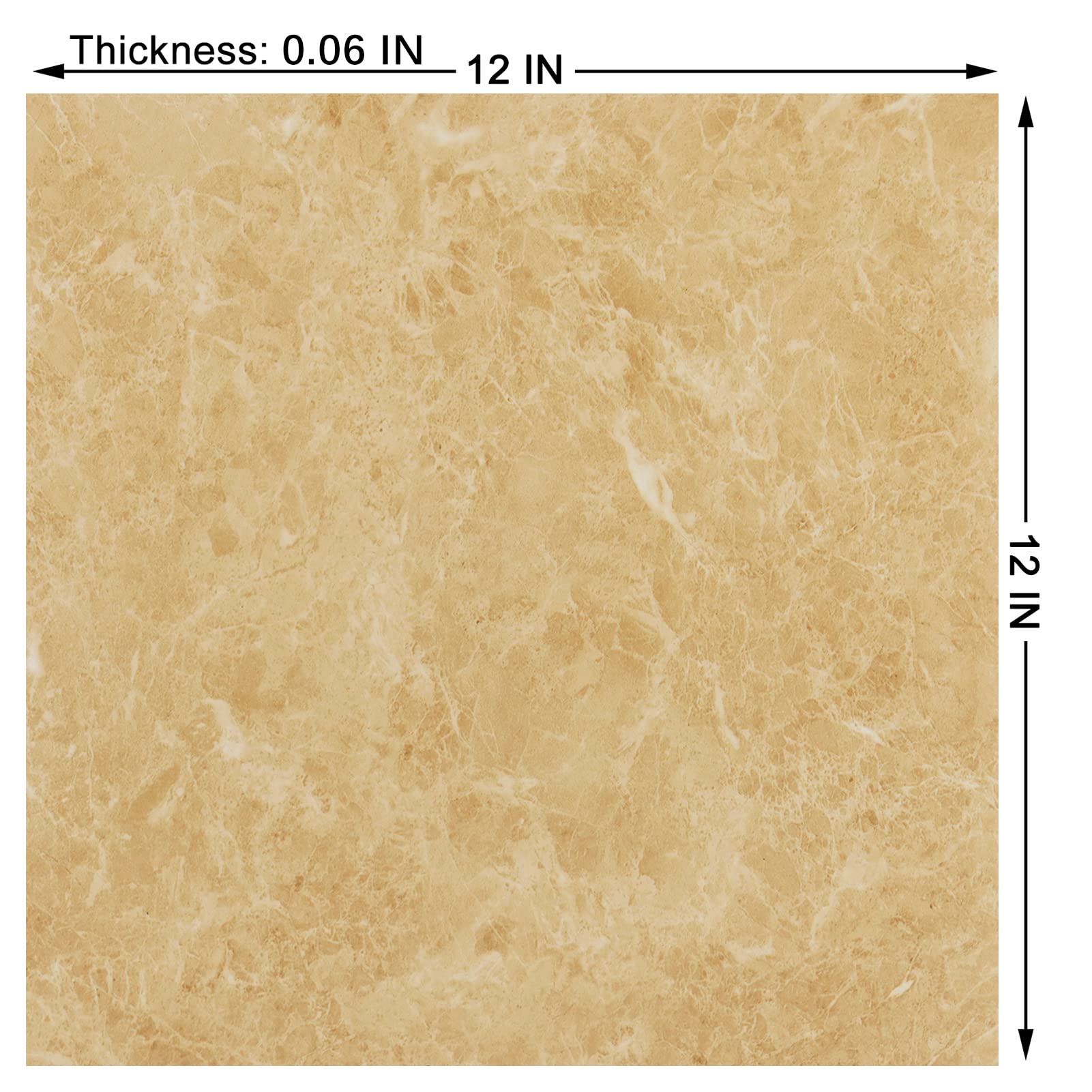 WESTICK Peel & Stick Floor Tiles Thicker Vinyl Tile Flooring Yellow Marble Waterproof Tile Sticker Adhesive Removable Backsplash Tile Unique Flooring Cover for Kitchen, Topaz Texture 5 Pack 12 x 12 IN