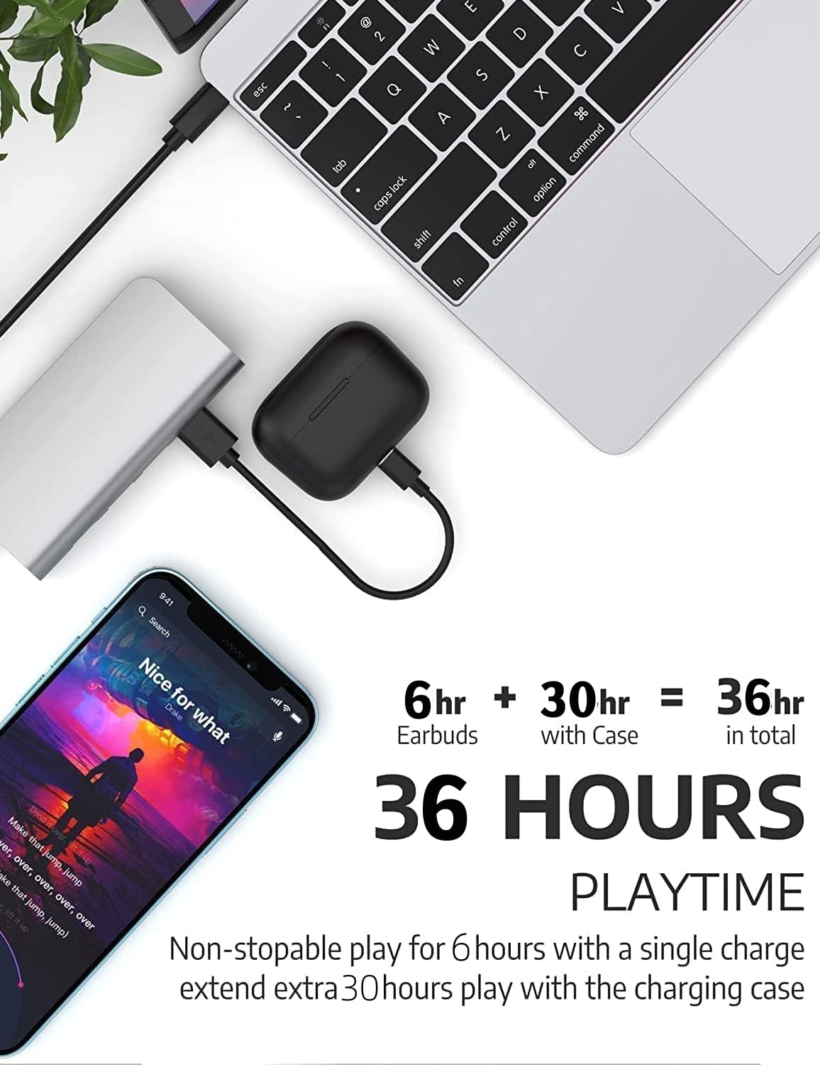 Wireless Earbuds,Bluetooth5.2 Earbuds Automatic Noise Reduction in-Ear Earbuds Touch Control Pop-ups Auto Pairing with Charging case for iPhone/airpod prO [MFi Certified] Android/Samsung-Black