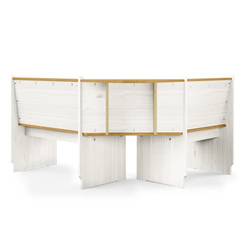 Urban Home Furniture Chapman 2 Tone Natural/White Solid Wood Corner Dining Set, Reversible Breakfast Nook