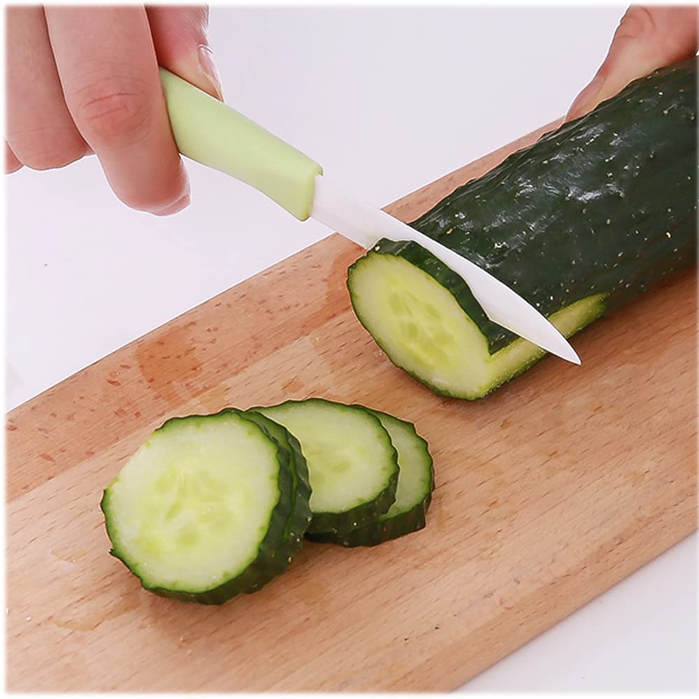 WWZJ 6 Pack Ceramic Paring Knife with Knife Cover, Lightweight Ceramic Knives, Fruit and Vegetable Small Knife (Ceramic, Green)