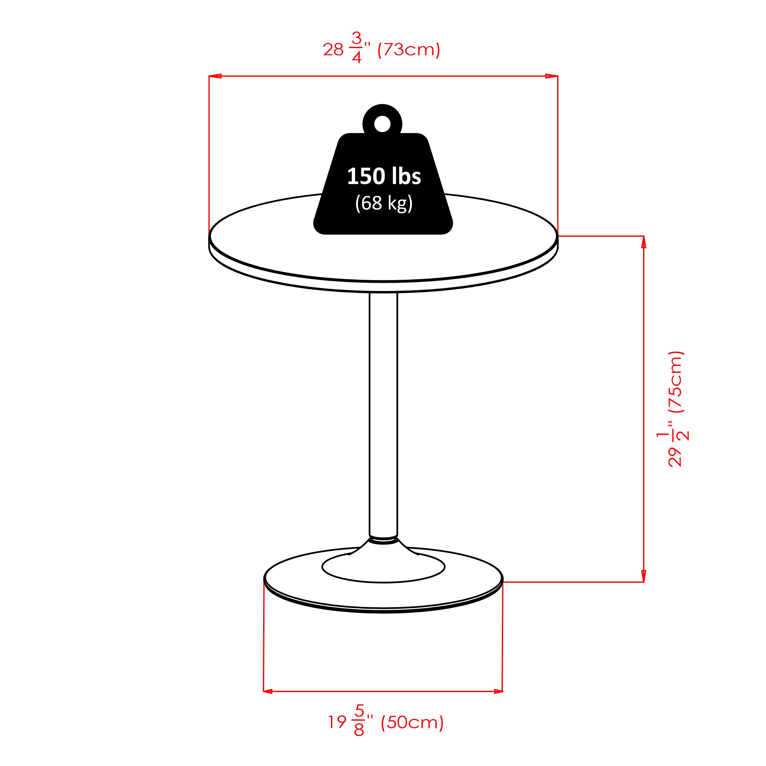 Winsome Spectrum 29 1/2-inch x 28.74-inch x 28.74-inch MDF Round Dining Table, Black (93729)