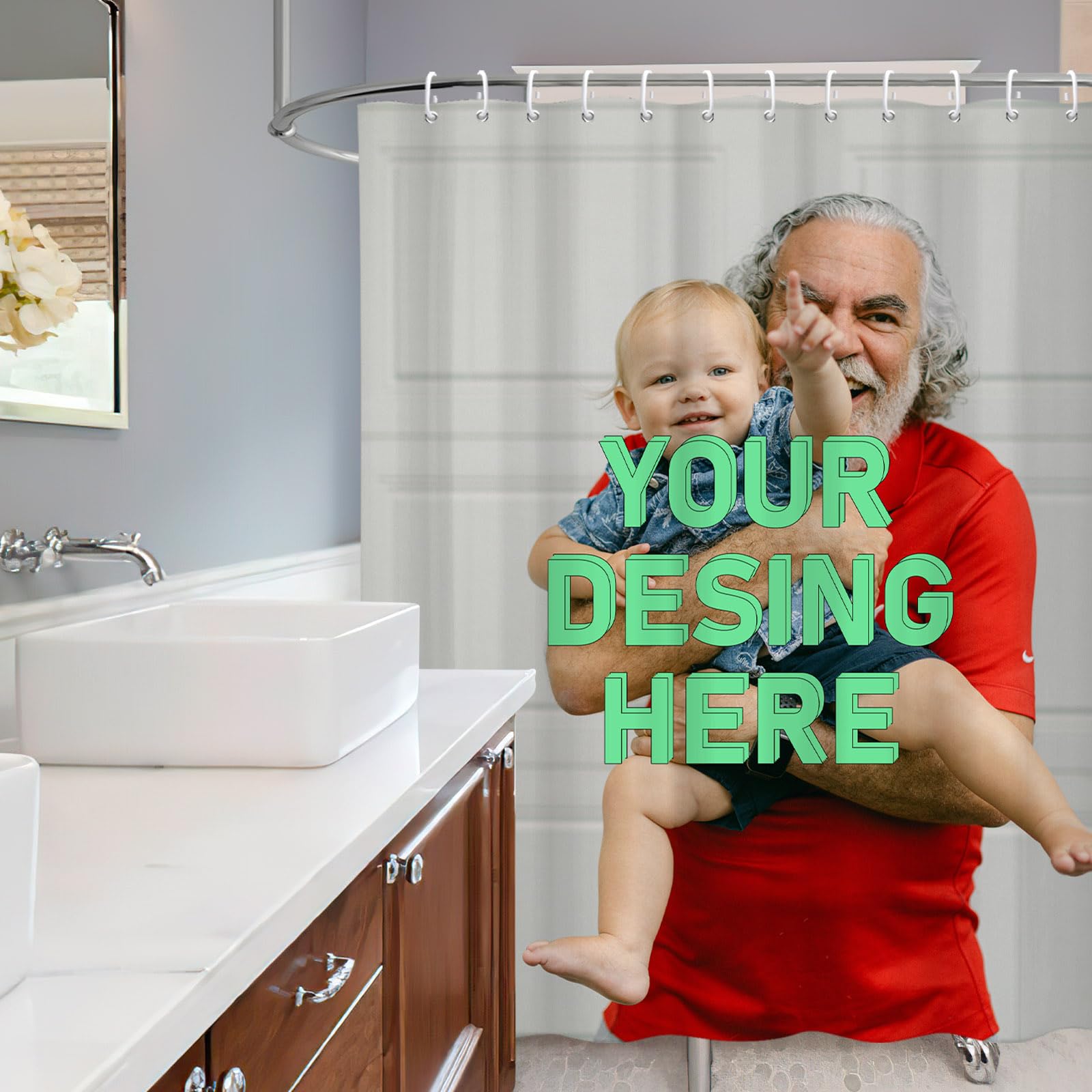 ZEKOTEN Custom Shower Curtain,Upload Your own photo, Different Sizes and Colors Available,Personalized Funny Waterpoof Shower Curtains for Bathroom with 12 Plastic Hooks