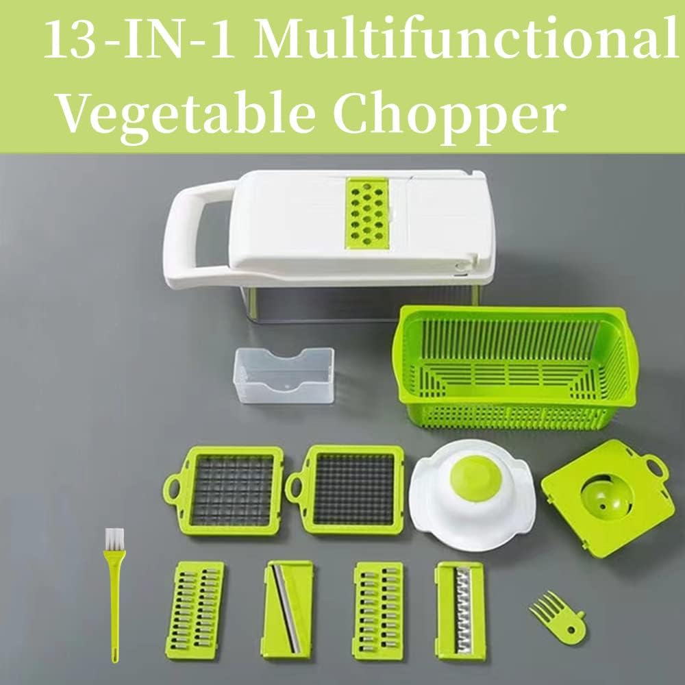 Vegetable Chopper Cutter 13-in-1 Veggie Dicer Onion Slicer (white)