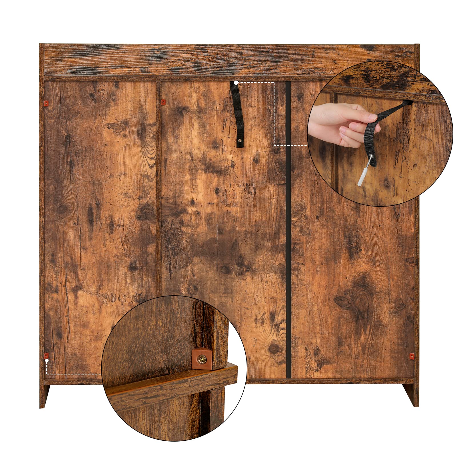 usikey Storage Cabinet with 2 Doors & 4 Drawers, Freestanding Cabinet with Adjustable Shelves, Wooden Sideboard, Accent Cabinet for Living Room, Hallway, Kitchen, Bedroom, Rustic Brown