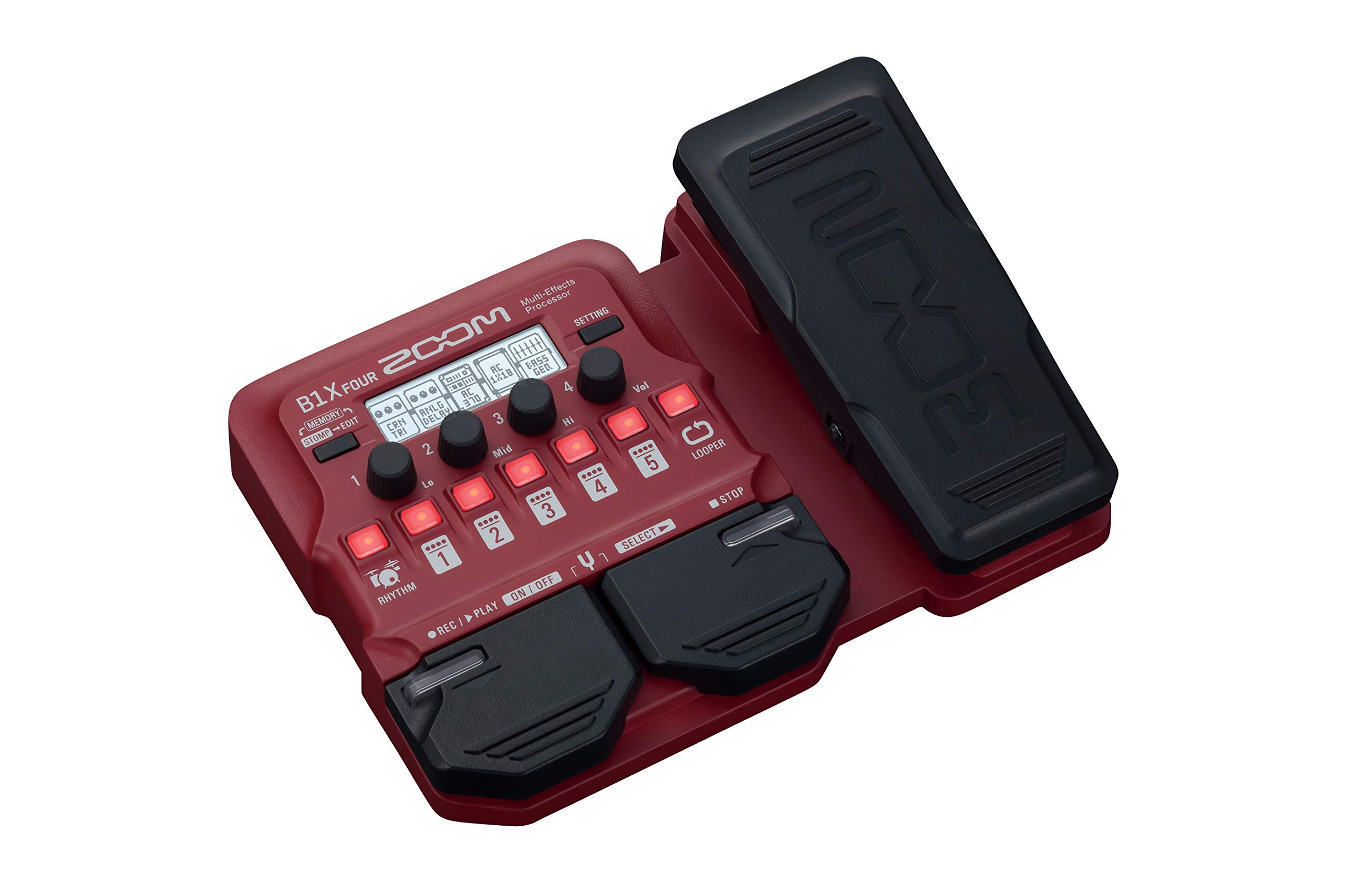 Zoom B1X FOUR Bass Multi-Effects Processor with Expression Pedal, With 70+ Built-in Effects, Amp Modeling, Looper, Rhythm Section, Tuner, Battery Powered