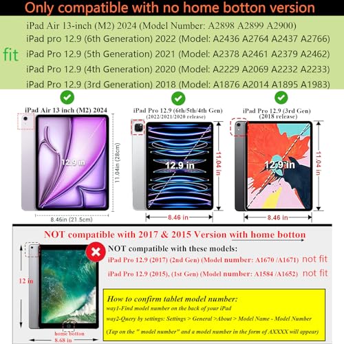 UUcovers Rotating Stand Case for iPad Air 13 inch M2 (2024) & iPad Pro 12.9 inch Case 6th/5th/4th/3rd Generation (2022/2021/2020/2018) 360 Degree Swivel Hard Back Cover with Auto Sleep/Wake, Rose