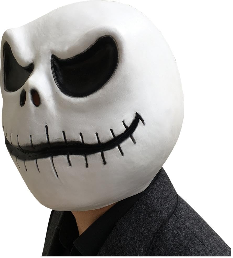 xiuyou Jack Skellington Mask Halloween Funny Jack Mask Costume White Horror Skull Mask Halloween Christmas Cosplay Props (Jack B)