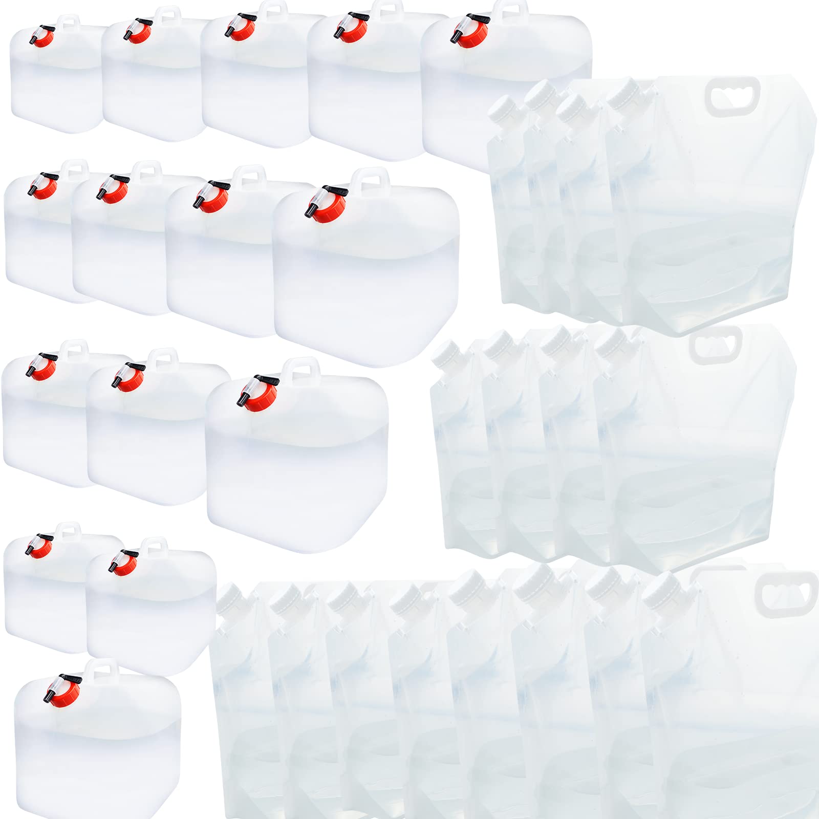 WMXWAN 122Gallon/16PCSĂ2.6Gal 15PCSĂ5.3Gal Water Storage Containers, Emergency Water StorageďźCollapsible Water Containers bag, Water Hydration Bladder For Fishing, Camping, Hiking&Survival Ki