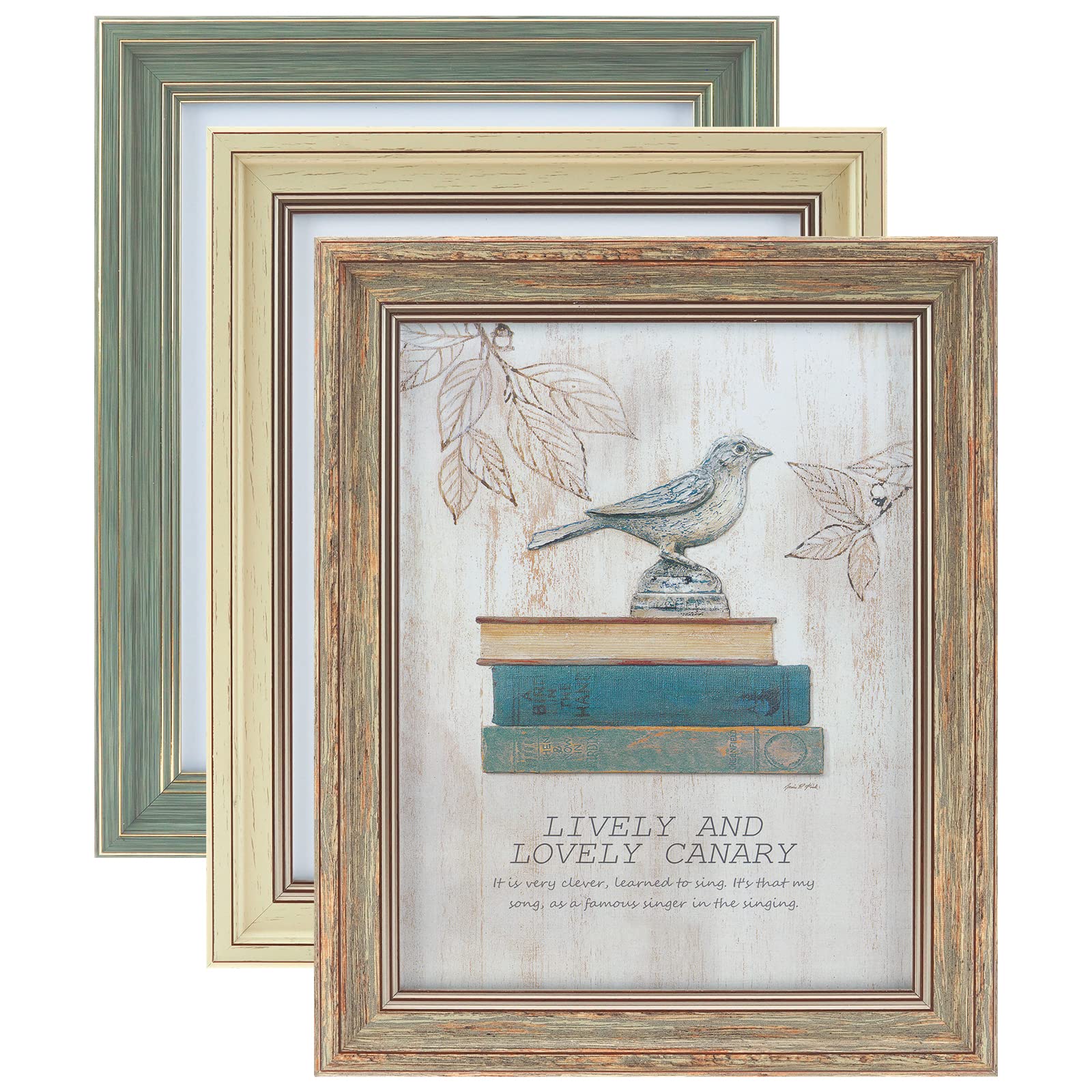 XUANLUO 3 Pack 11x14 Inch Picture Frames Farmhouse Rustic Vintage Distressed Wood Grain Photo Frame with Plexiglass for Table Top Display and Wall Hanging