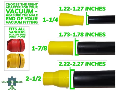 Vacuum Adapter for Dewalt or Craftsman Sanders - Dust Collection - Galactic Gadgets (2-1/2in - Black)