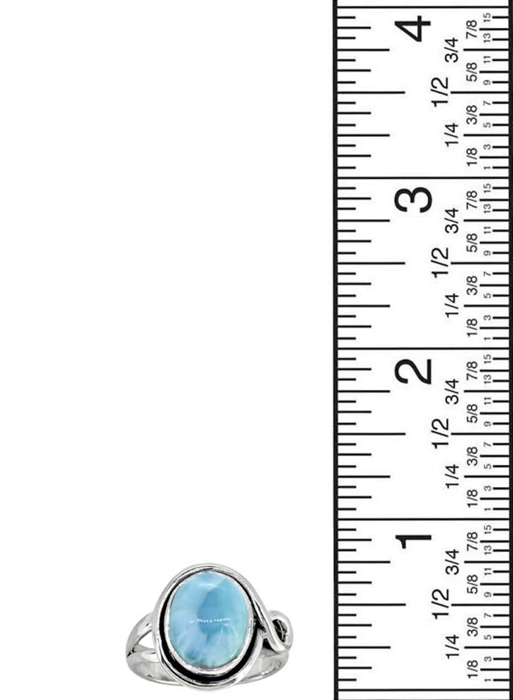YoTreasure 10x12 MM Natural Larimar in 925 Sterling Silver Solitaire Ring