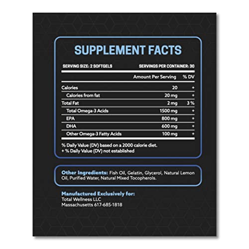 XR30 Pure 1500 Omega 3 Fish Oil - with 400/300 EPA/DHA - 60 Softgels - Made in USA