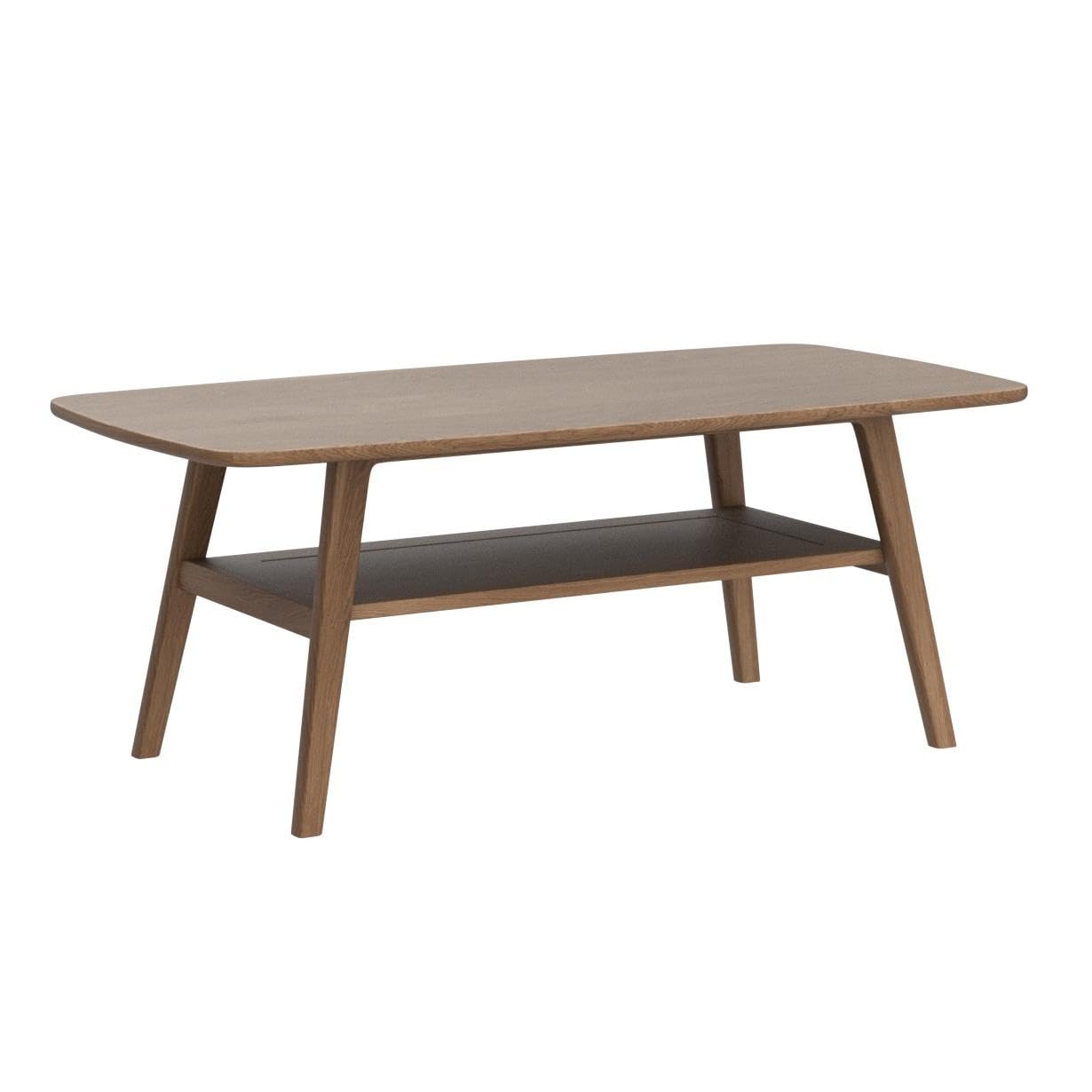 Vadisun 2-Tier Coffee Table with Storage Shelf, Natural Color 100% Solid Wood Table for Living Room, Elegant Furniture for Small Apartment (Natural, 39.37β x 19.69β x 17.32β)