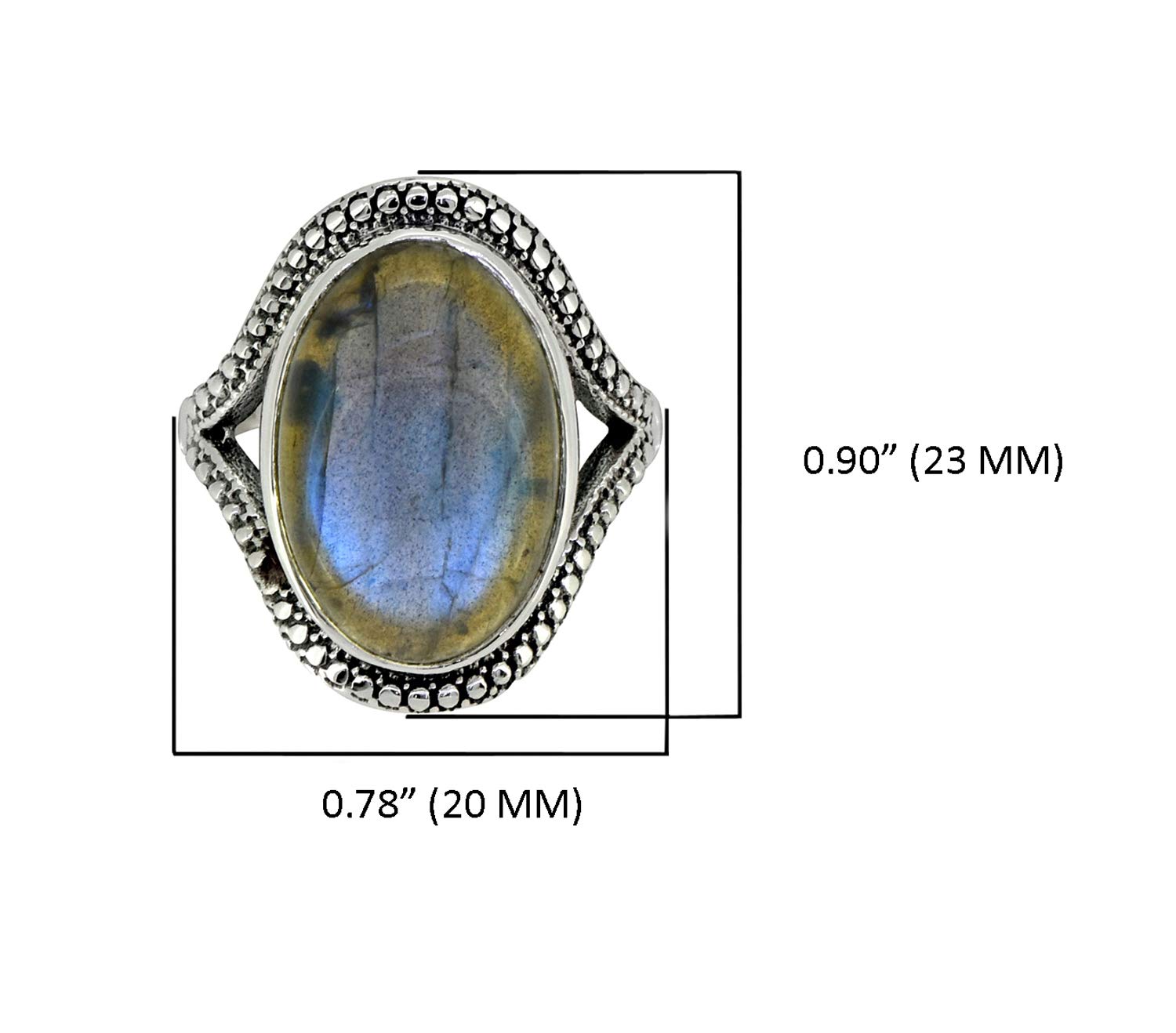 YoTreasure Labradorite Solid 925 Sterling Silver Statement Ring Jewelry
