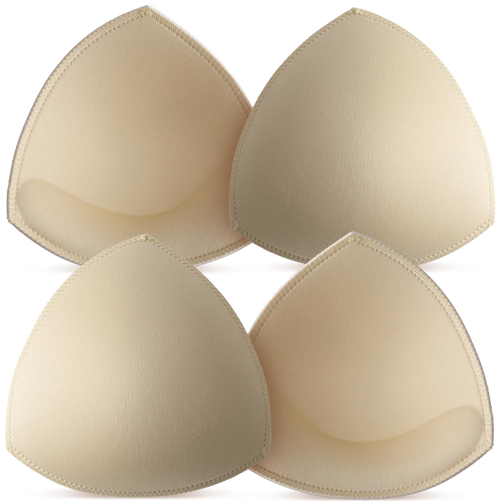 WLLHYF Bra Pads Insert 2 Pairs Triangle Breathable Breast Padding Skin Color Soft Sewn Pad for Women Girls Bra Any Cup Cover (Large)