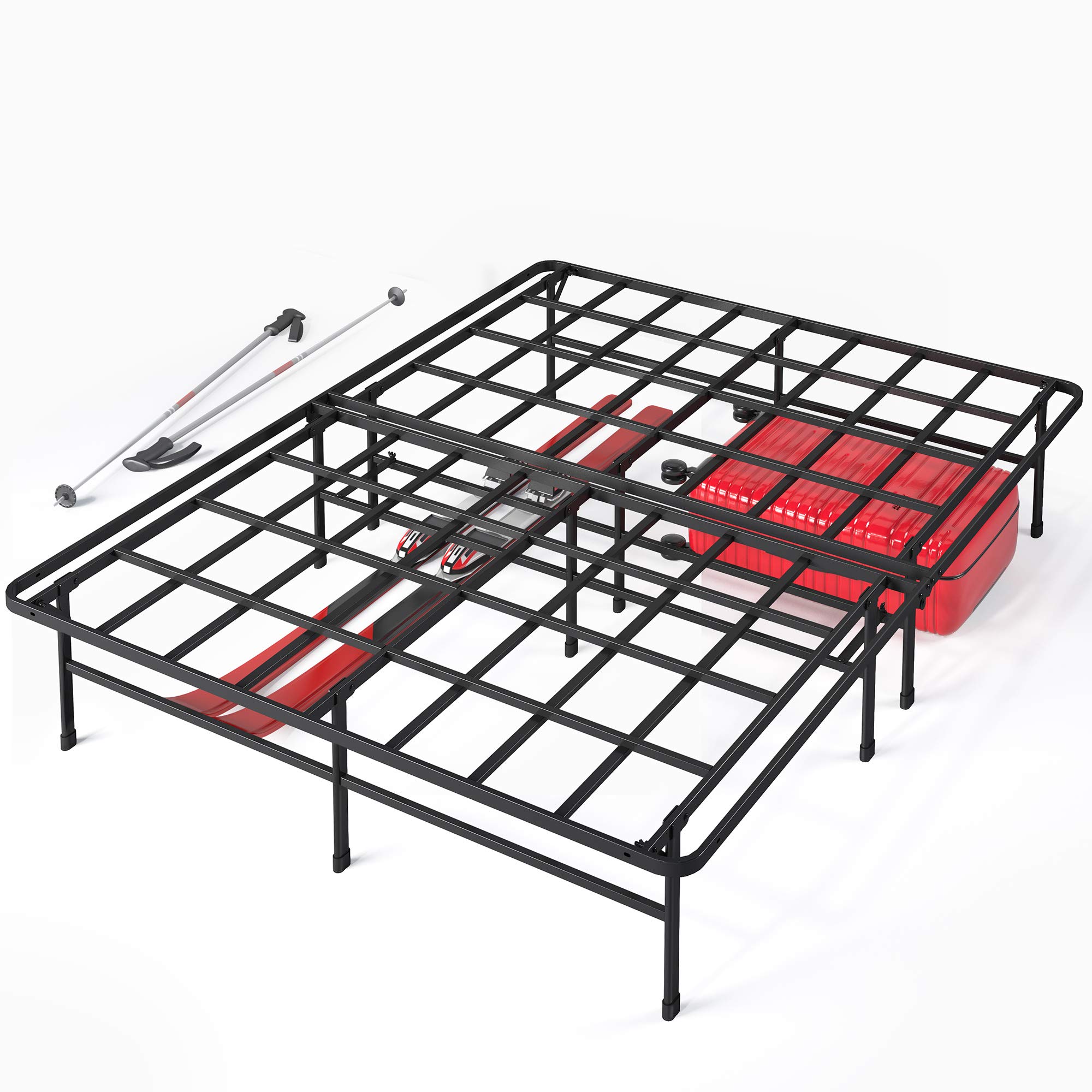 Zinus SmartBase Super Heavy Duty Mattress Foundation with 4400lbs Weight Capacity / 14 Inch Metal Platform Bed Frame & 14 Inch SmartBase Headboard or Footboard Brackets, Set of 2