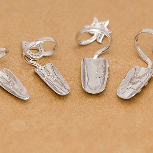 ZZ Lighting Creative Finger Tip Ring Sterling Silver Fingernail Ring Exquisite Nail Art Charms Fashion Accessories Nail Decoration Sterling Silver Nail Ring (A+B+C+D)