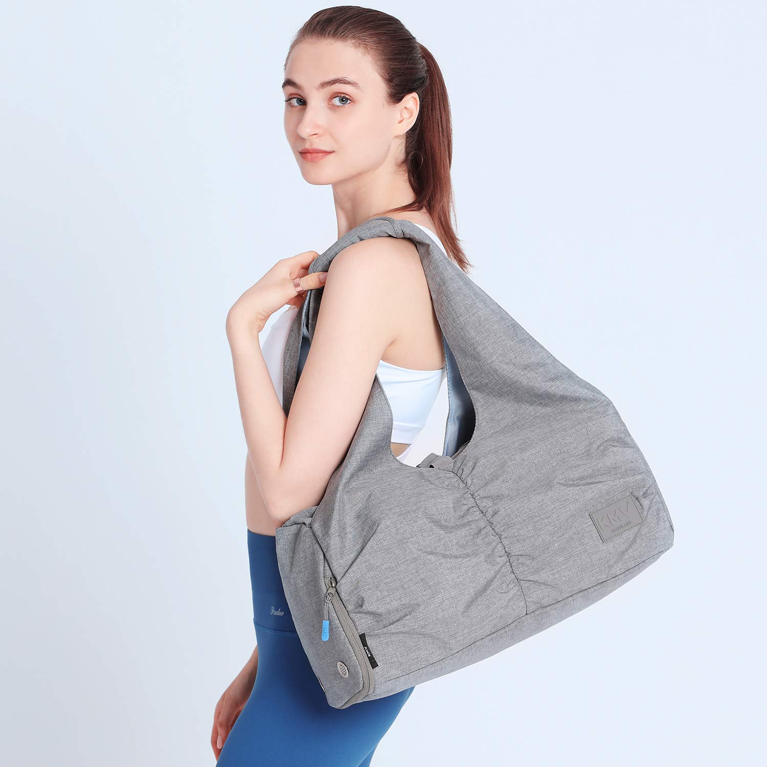 Y.U.M.C. Travel Yoga Gym Bag for Women, Carrying Workout Gear, Makeup, and Accessories, Shoe Compartment and Wet Dry Storage Pockets(Medium,Grey)