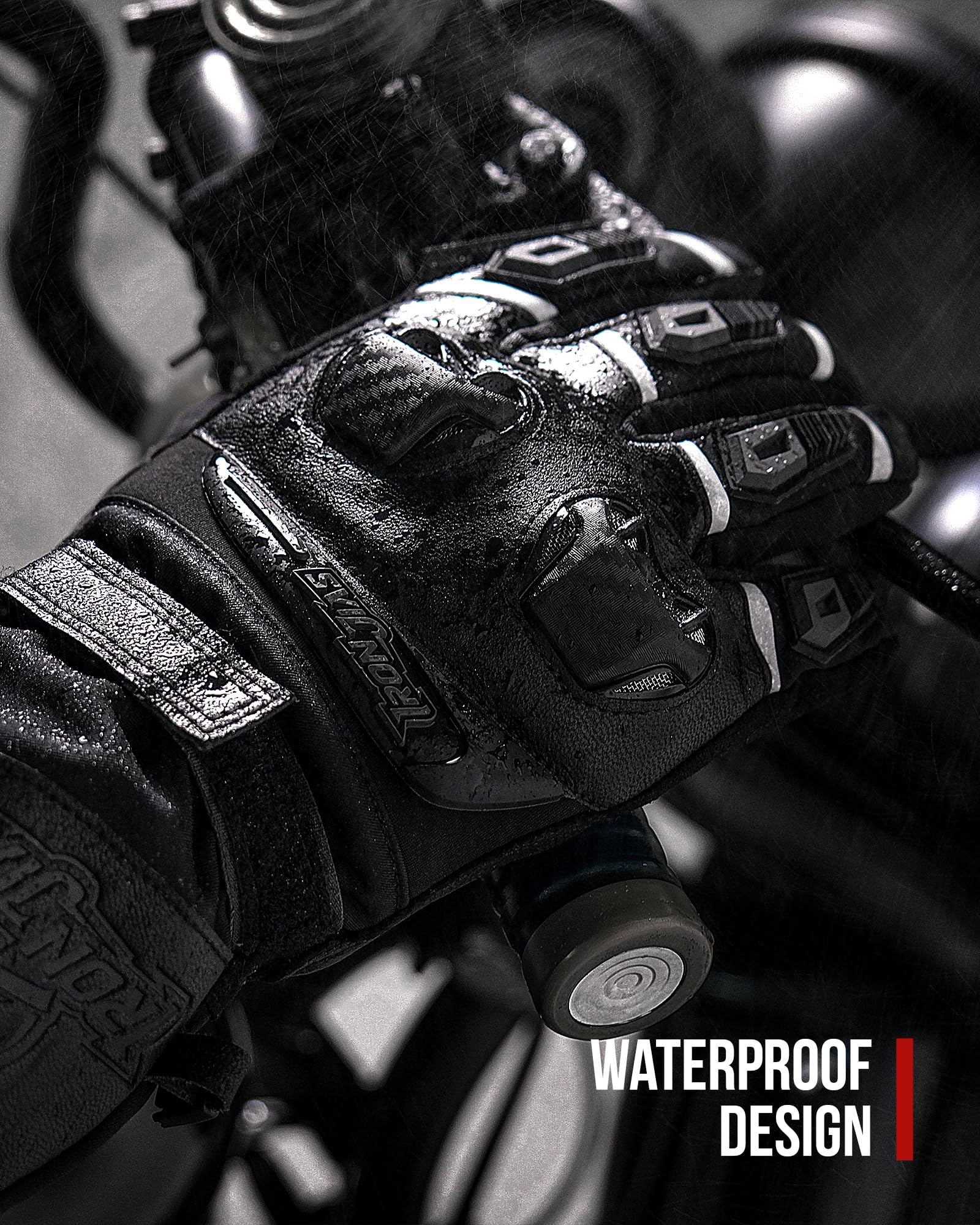 Winter Motorcycle Gloves Waterproof Windproof Warmth-Preserving Protective Gloves for Men and Women’s Cold Weather Riding (Black-regular, L)