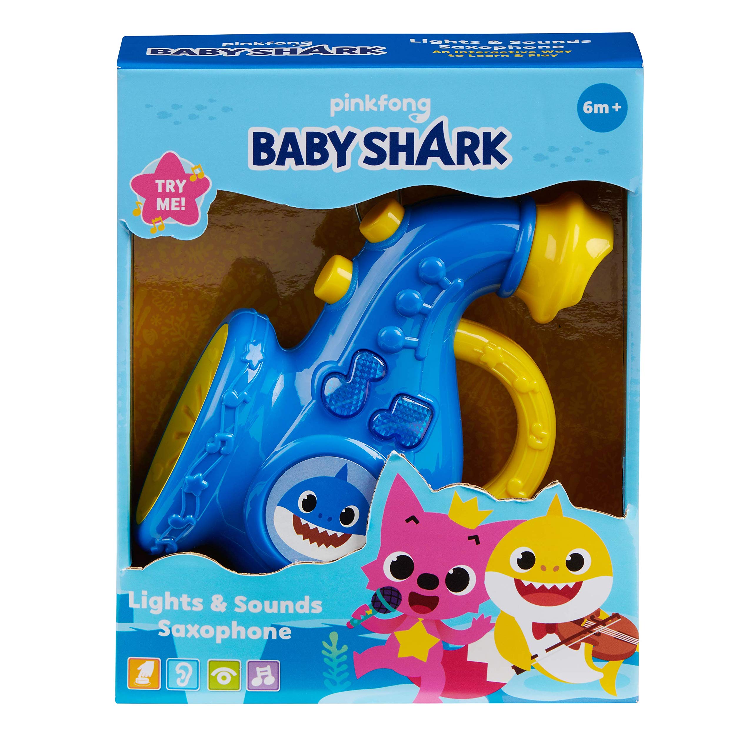 WowWee Pinkfong Baby Shark Lights N’ Sounds Guitar - Preschool Interactive Toy