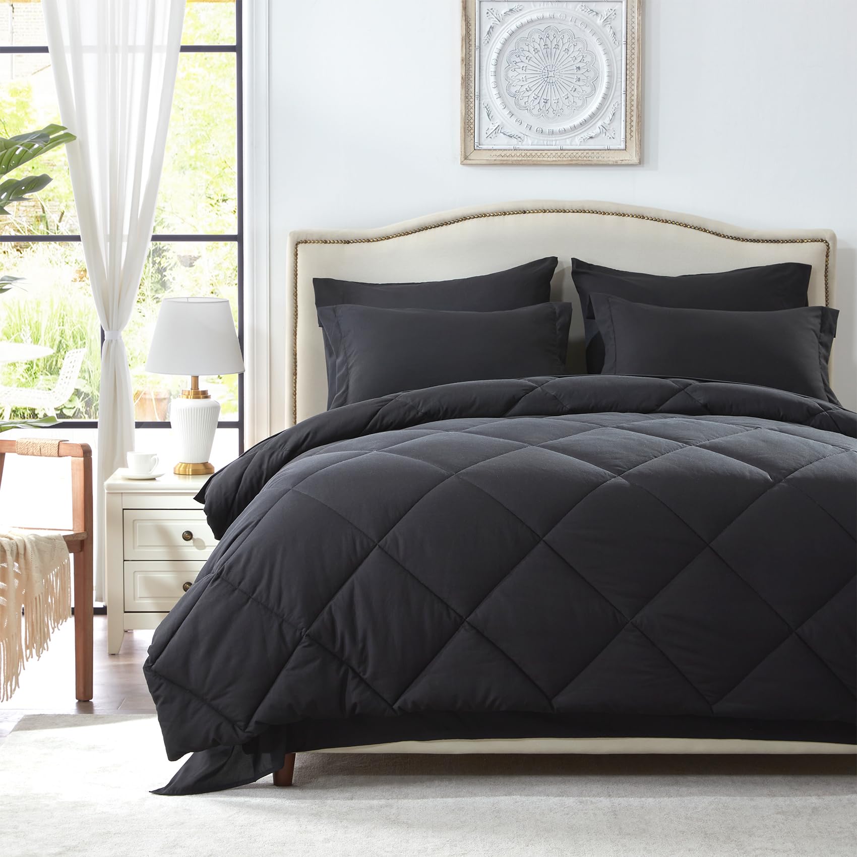 Zzlpp Queen Size Bed in a Bag 7 Pieces,Burnt Orange Bed Comforter Set with Comforter and Sheets, All Season Bedding sets with 1 Comforter,2 Pillow Shams,2 Pillowcases,1 Flat Sheet,1 Fitted Sheet