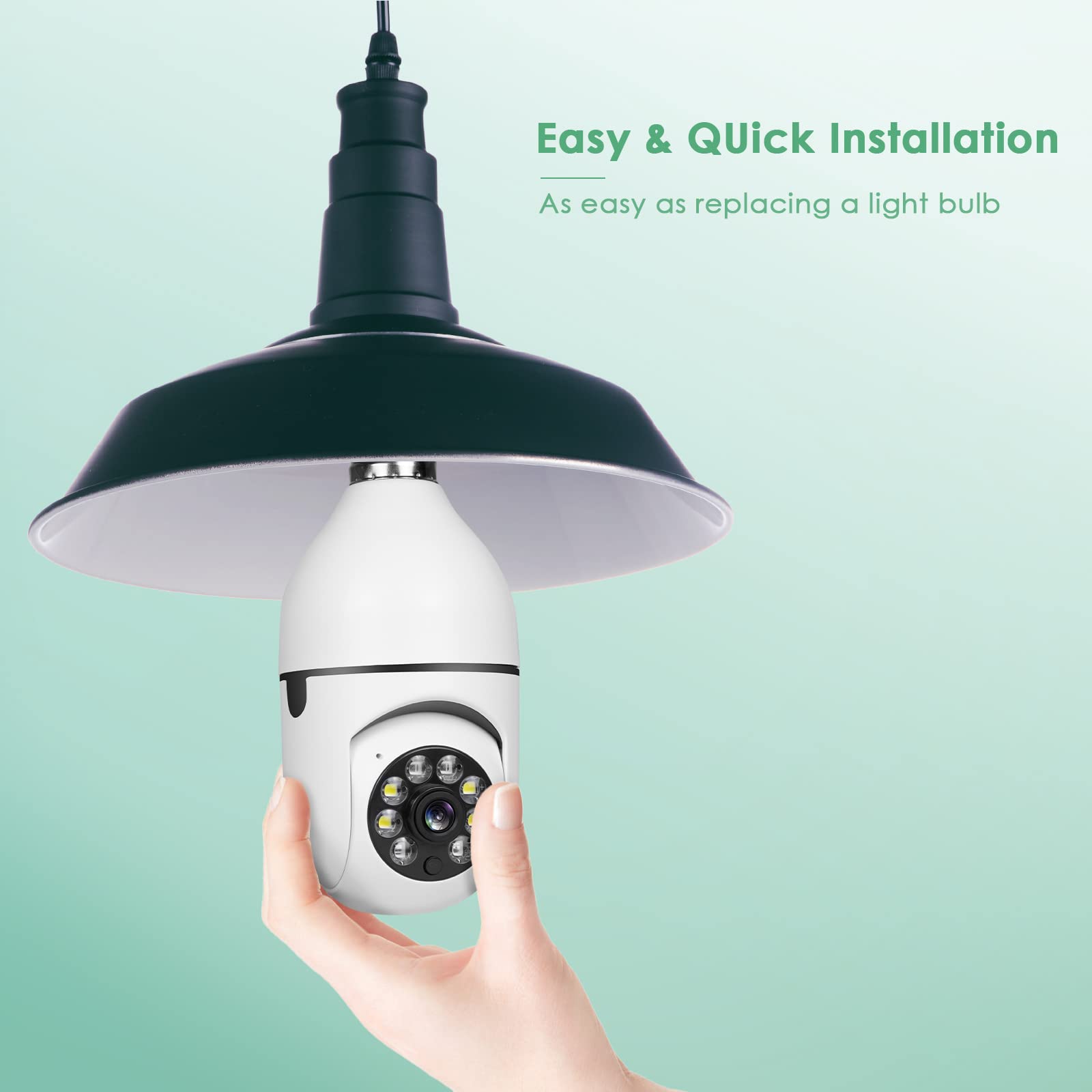 Wyzlink Light Bulb Security Camera,Home WiFi 360 Degree Pan/Tilt Panoramic IP Camera,Wireless Home Surveillance Cameras System with Human Motion Detection and Alarm,Two-Way Audio,Night Vision, 720p