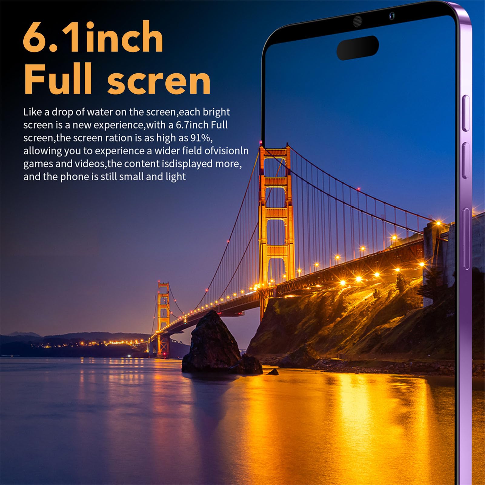 Zopsc Unlocked Cell Phones, Ultra Thin 6.1inch 1440x3040 Resolution 16MP 8MP Smartphone for11.0 (US Plug)