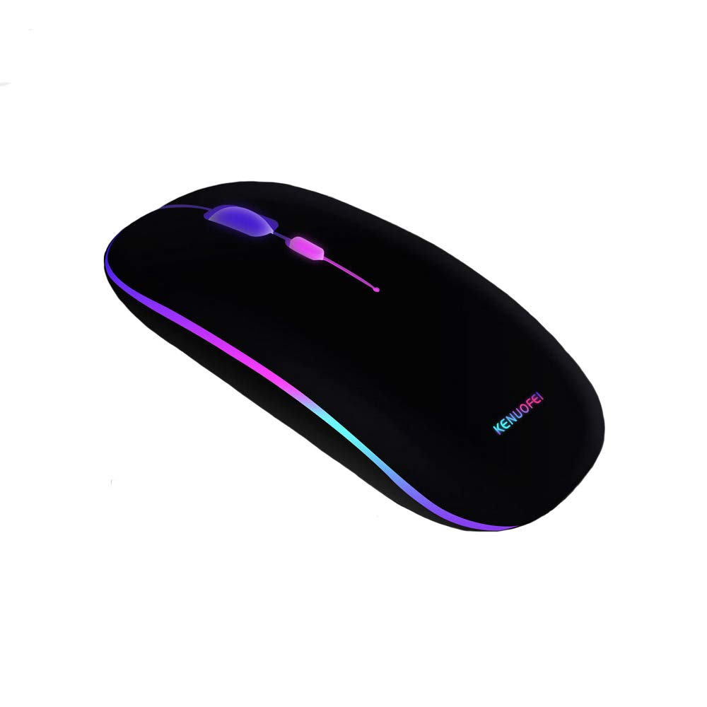 Wireless Rechargeable Mouse,Attoe Slim Portable USB Mouse with USB Dongle & Breathing RGB LED Light, Optical Computer Mice for PC, Tablet, Laptop and Windows/Mac