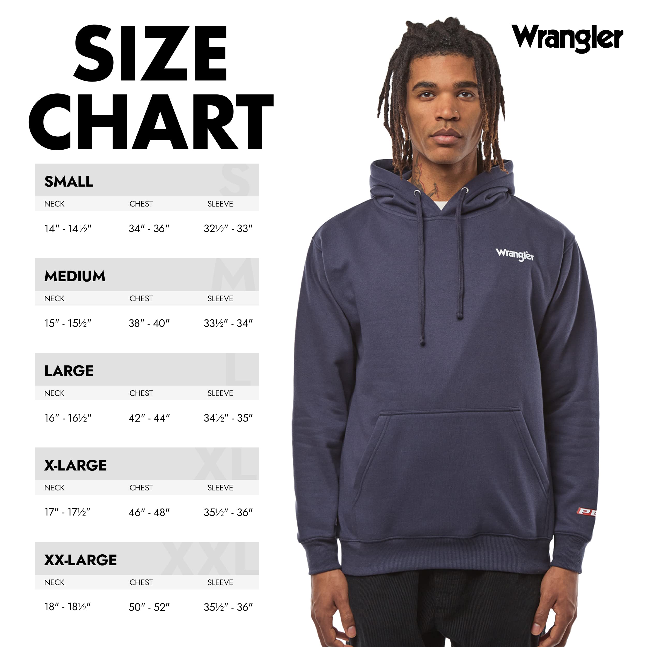 Wrangler Hoodies for Men – Fleece Mens Hoodies Pullover, (Sizes M-6X) Men Hoodie Black