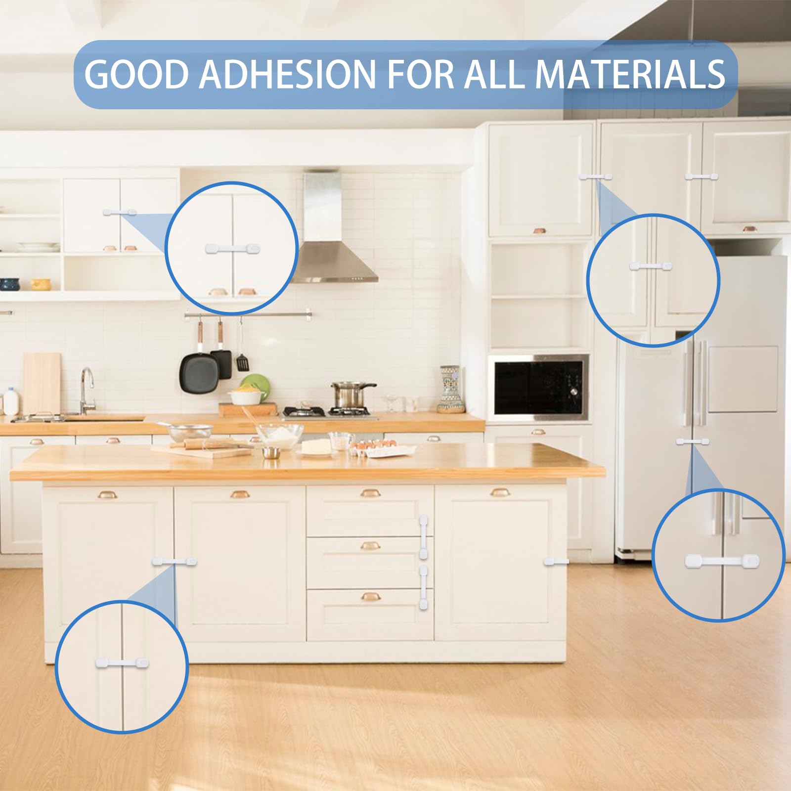 YIQIAOHUI ??? Cabinet Locks for Babies, 8 Psc ABS White Drawers Lock Set - Secure Cabinets, Drawers, Toilet, No Drilling Required, Childproofing Safety Latches