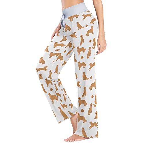 Women's Pajama Pants Golden Retriever Dogs Sleepwear Lounge Pajama Bottoms White S