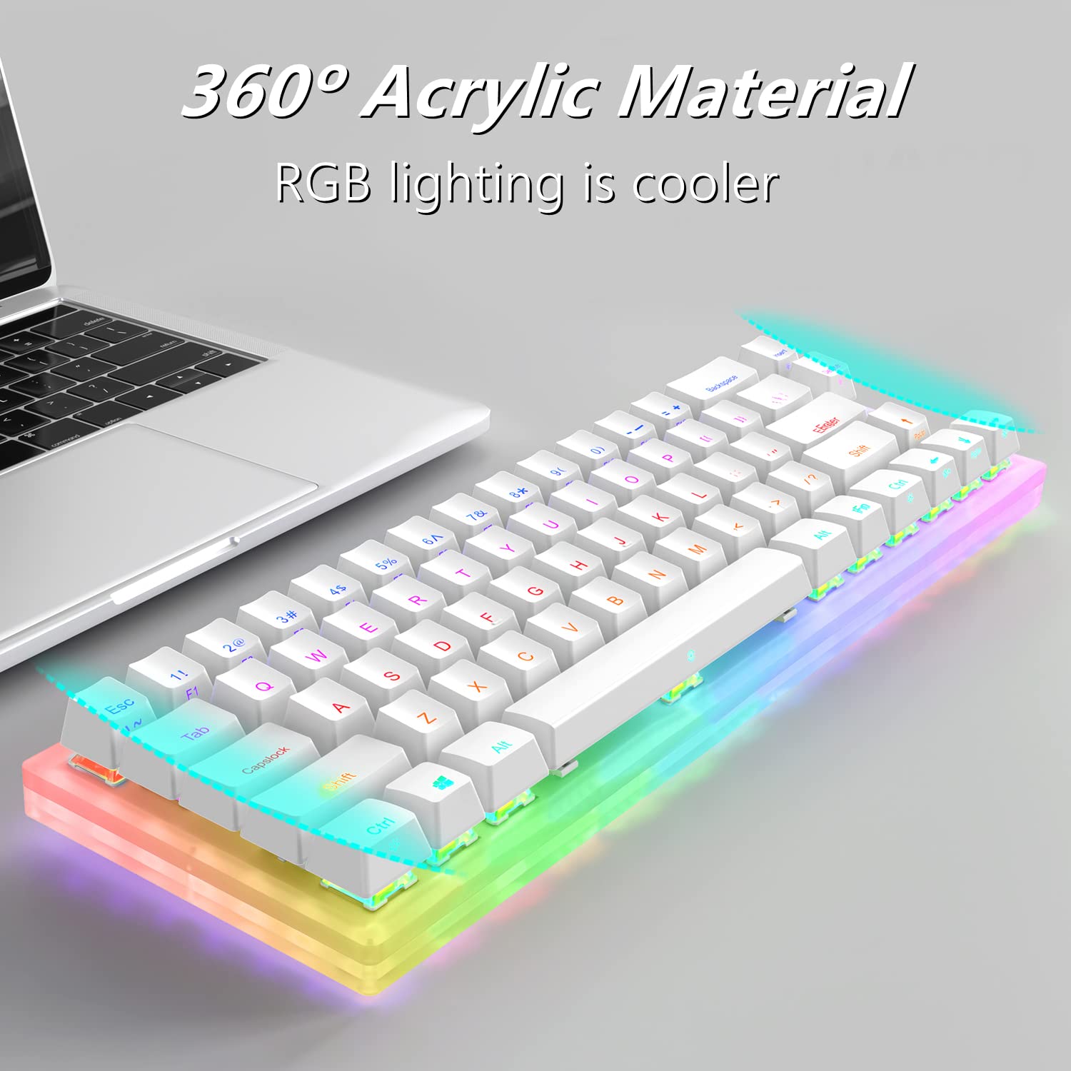 Womier K66 65% Mechanical Keyboard Hot-Swappable Ultra-Compact RGB Gaming Keyboard + XVX Coiled Cable - Detachable Aviator Coiled Keyboard Cable Type C to USB A