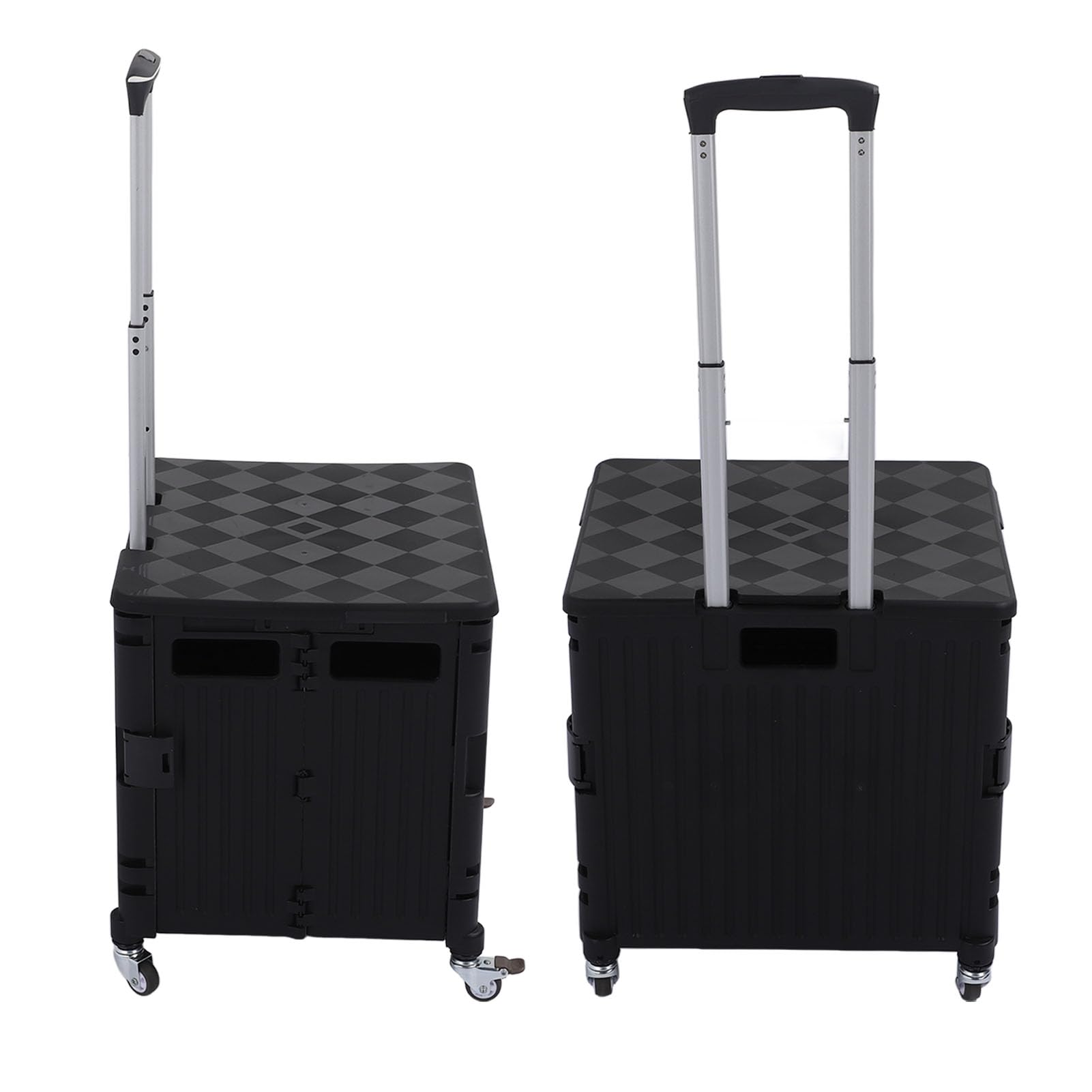 VINGVO Folding Rolling Crate, Swivel Casters, Collapsible Utility Cart, Multipurpose Heavy Load with Lid for Camping (Black)