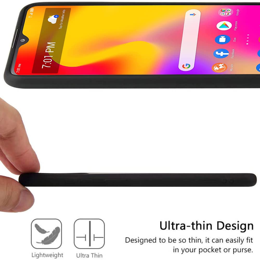 YJROP for TCL 30 XL Case with Tempered Glass Screen Protector Slim Full-Body Silicone Bumpers Anti-Scratch Shockproof Protective Phone Case Cover for Alcatel TCL 30 XL (T701DL) (Black)