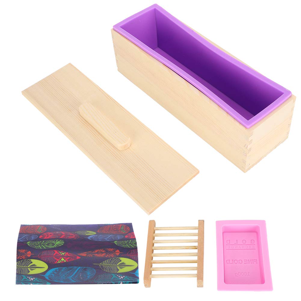 Wooden Soap Making Molds Kit Silicone Soap Mold Wood Box for Soap Making Supplies Cutter