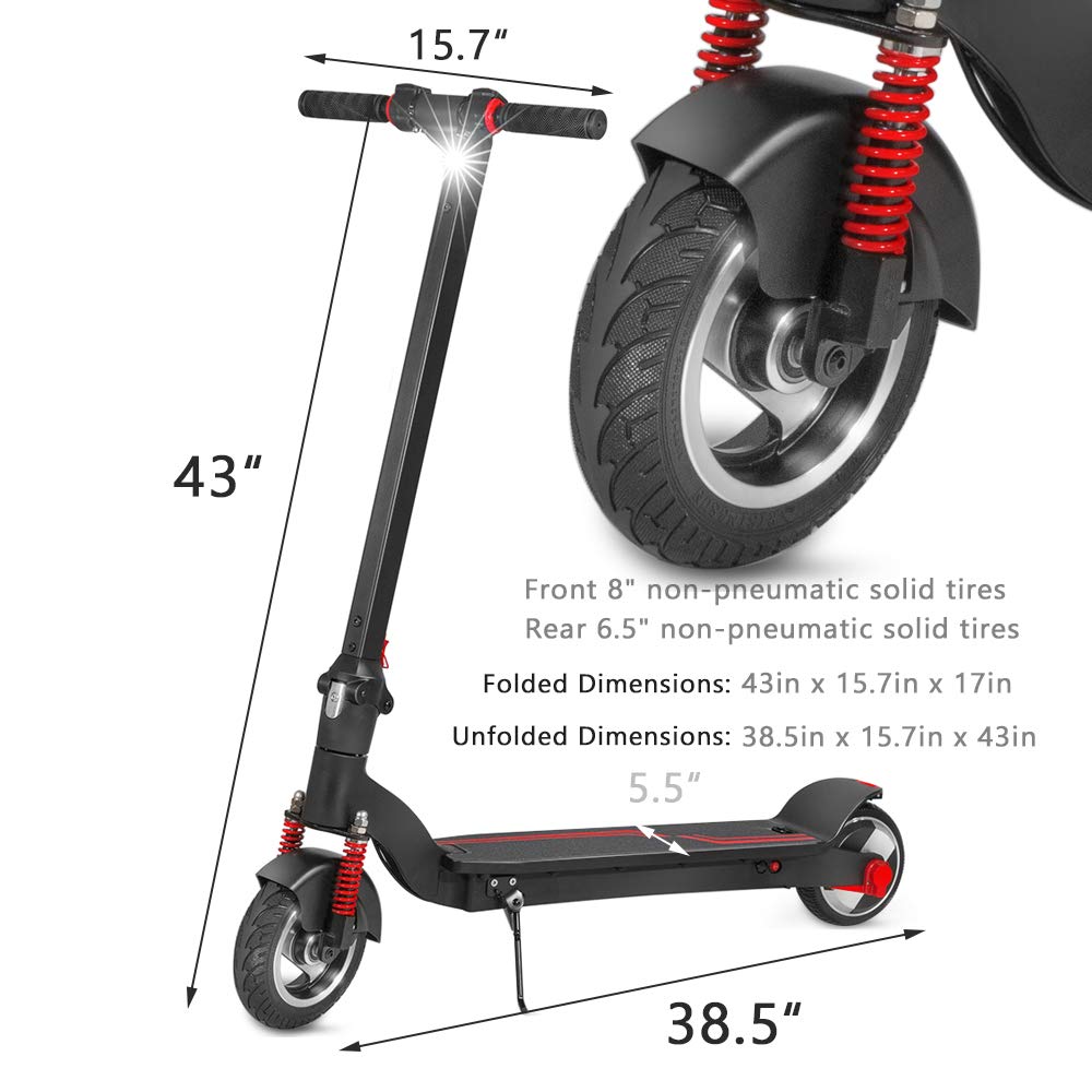 XPRIT 8" Electric Scooter with Shock Absorbers, Up to 13 Miles Range, Commuting Scooter (Black)